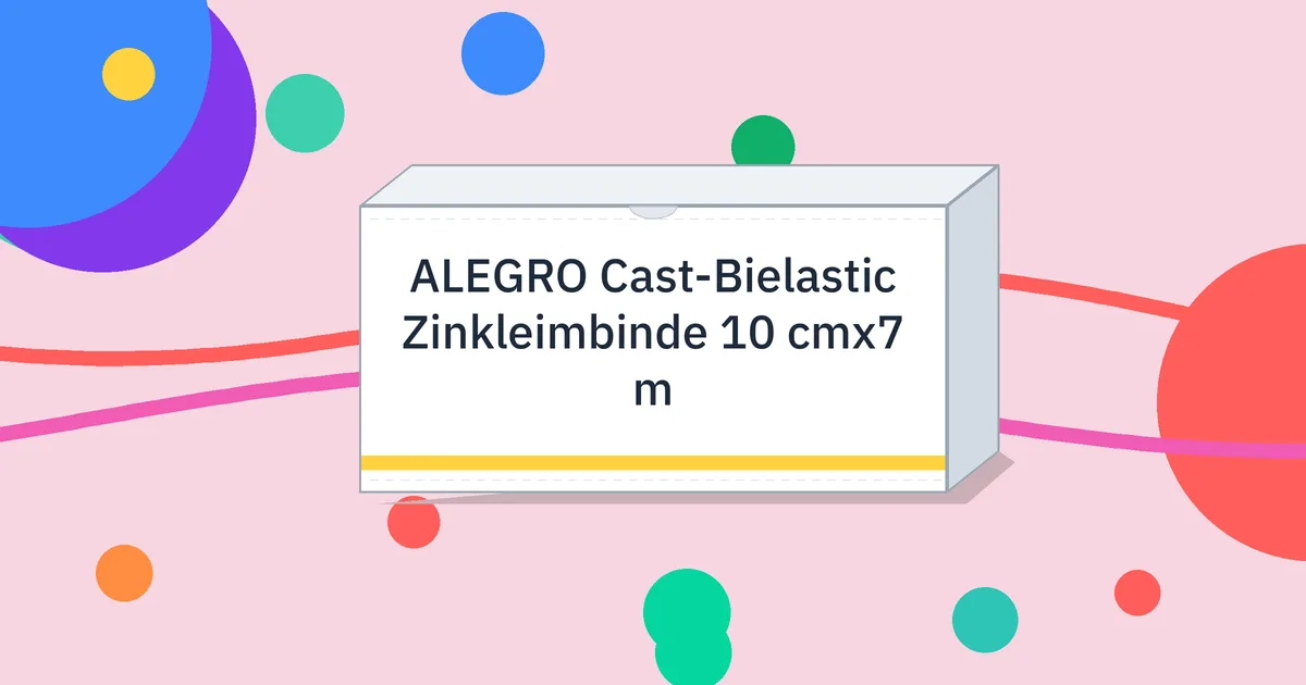 Symbolbild: Packung mit der Aufschrift ALEGRO Cast-Bielastic Zinkleimbinde 10 cmx7 m (PZN 02173779) – Verfügbarkeit und Bezug in Apotheken in Frankfurt am Main