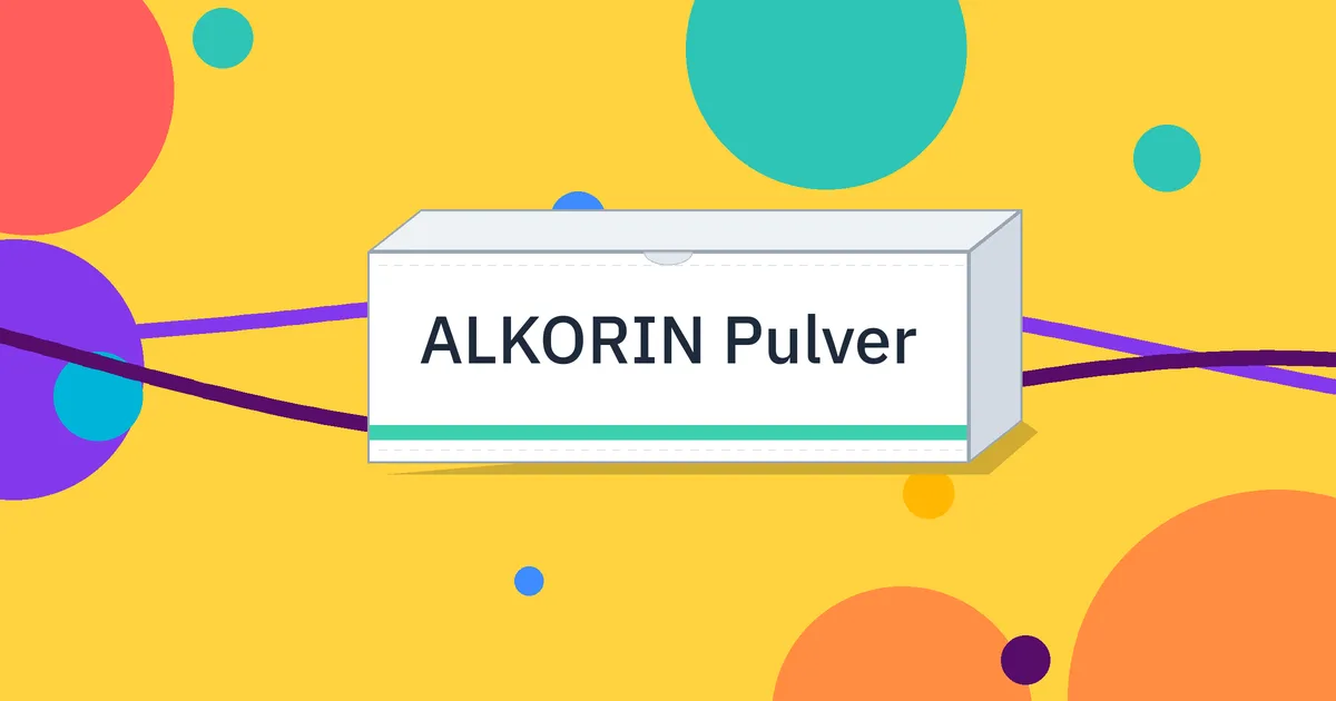 Symbolbild: Packung mit der Aufschrift ALKORIN Pulver (PZN 03433047) – Verfügbarkeit und Bezug in Apotheken in Frankfurt am Main