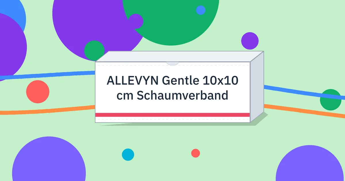 Symbolbild: Packung mit der Aufschrift ALLEVYN Gentle 10x10 cm Schaumverband (PZN 19904767) – Verfügbarkeit und Bezug in Apotheken in Frankfurt am Main