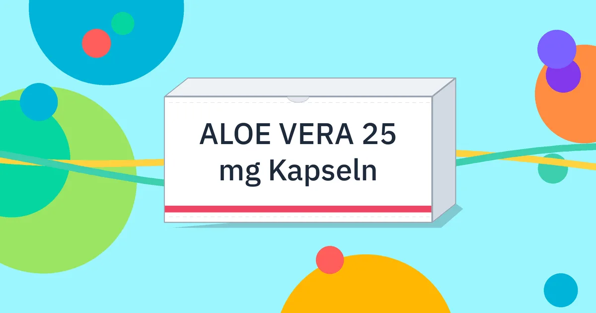 Symbolbild: Packung mit der Aufschrift ALOE VERA 25 mg Kapseln (PZN 17192127) – Verfügbarkeit und Bezug in Apotheken in Frankfurt am Main