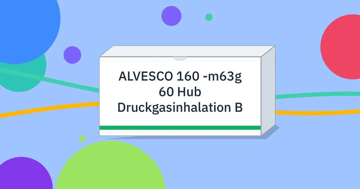 Symbolbild: Packung mit der Aufschrift ALVESCO 160 -m63g 60 Hub Druckgasinhalation B (PZN 11647029) – Verfügbarkeit und Bezug in Apotheken in Frankfurt am Main