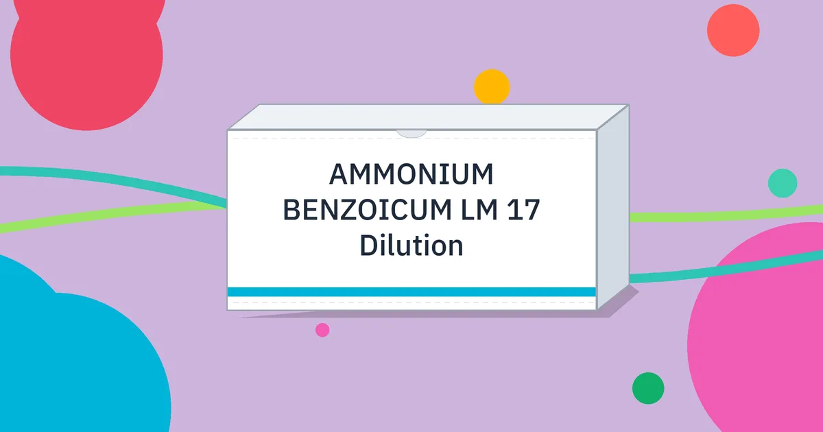 Symbolbild: Packung mit der Aufschrift AMMONIUM BENZOICUM LM 17 Dilution (PZN 13319996) – Verfügbarkeit und Bezug in Apotheken in Frankfurt am Main