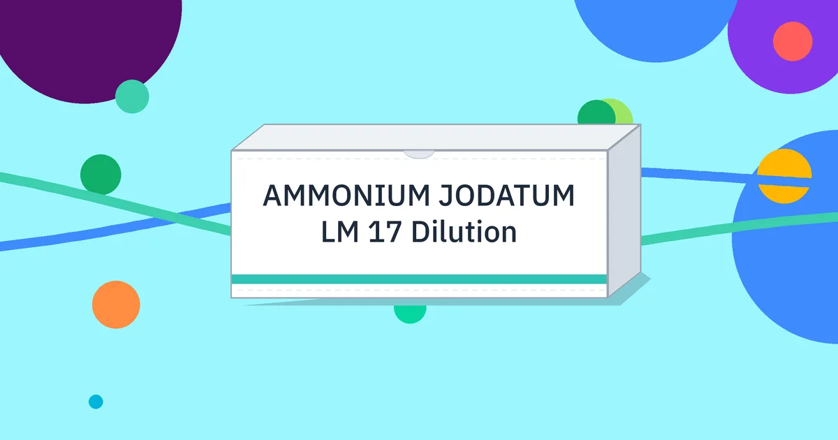 Symbolbild: Packung mit der Aufschrift AMMONIUM JODATUM LM 17 Dilution (PZN 13321384) – Verfügbarkeit und Bezug in Apotheken in Frankfurt am Main