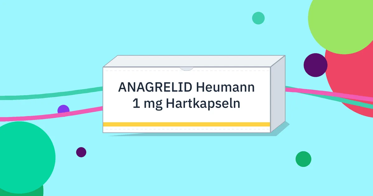 Symbolbild: Packung mit der Aufschrift ANAGRELID Heumann 1 mg Hartkapseln (PZN 19645277) – Verfügbarkeit und Bezug in Apotheken in Frankfurt am Main