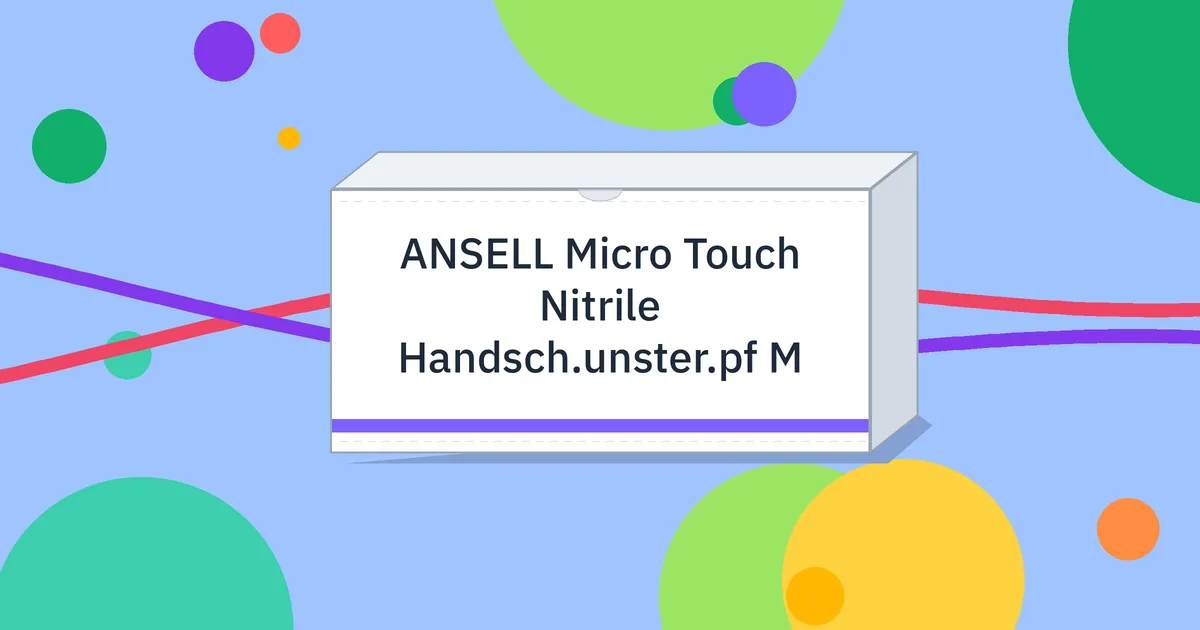 Symbolbild: Packung mit der Aufschrift ANSELL Micro Touch Nitrile Handsch.unster.pf M (PZN 07656258) – Verfügbarkeit und Bezug in Apotheken in Frankfurt am Main