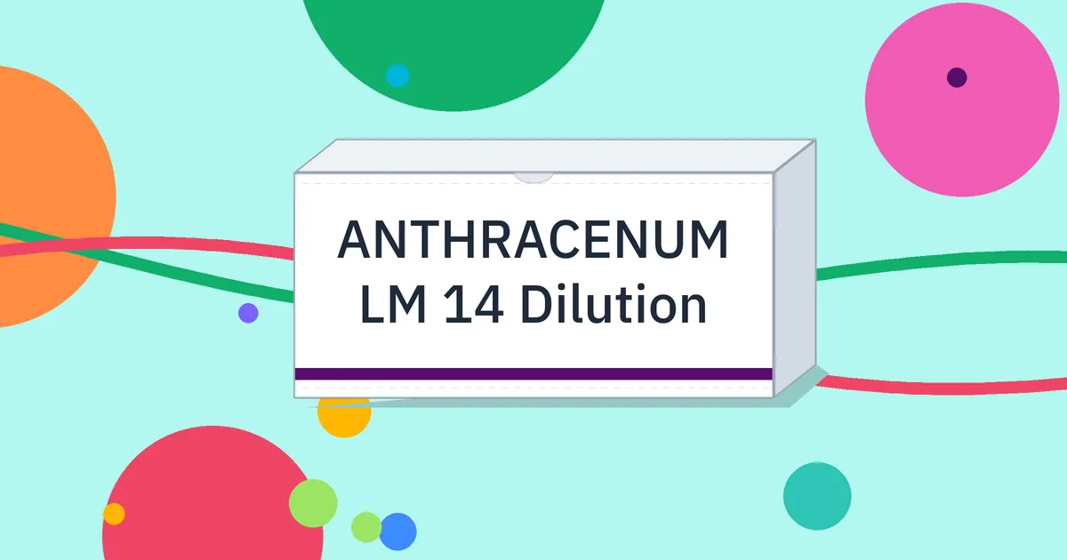 Symbolbild: Packung mit der Aufschrift ANTHRACENUM LM 14 Dilution (PZN 13370313) – Verfügbarkeit und Bezug in Apotheken in Frankfurt am Main