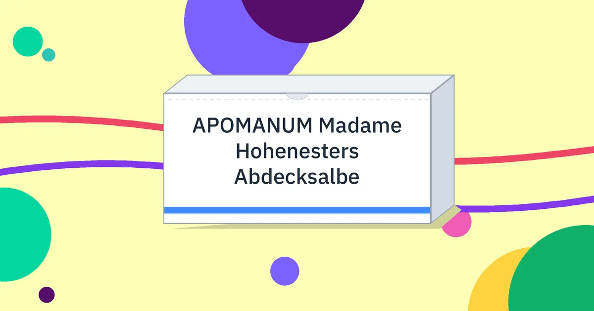 Symbolbild: Packung mit der Aufschrift APOMANUM Madame Hohenesters Abdecksalbe (PZN 09645201) – Verfügbarkeit und Bezug in Apotheken in Frankfurt am Main