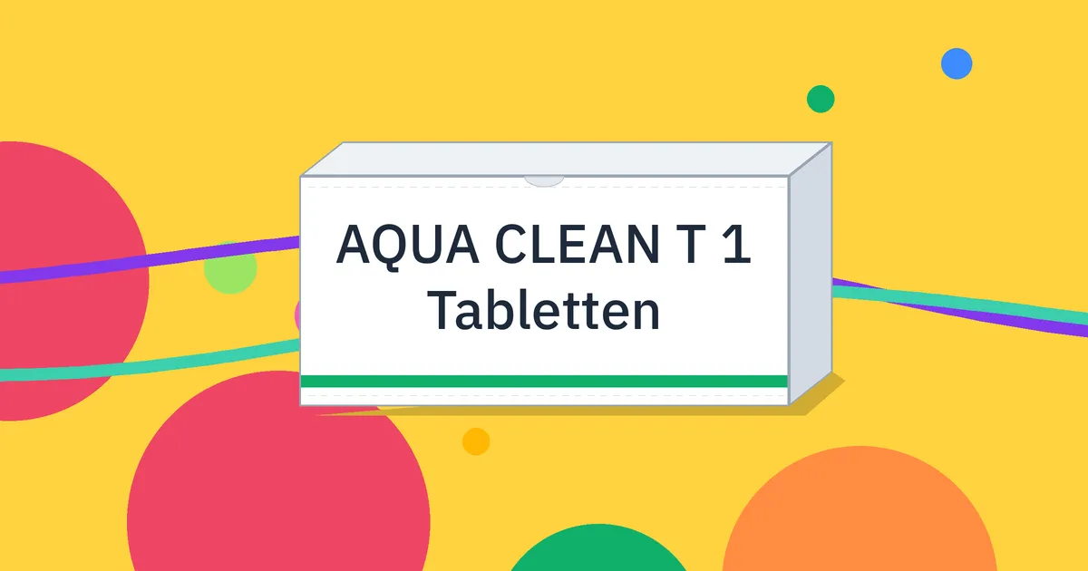Symbolbild: Packung mit der Aufschrift AQUA CLEAN T 1 Tabletten (PZN 02237781) – Verfügbarkeit und Bezug in Apotheken in Frankfurt am Main