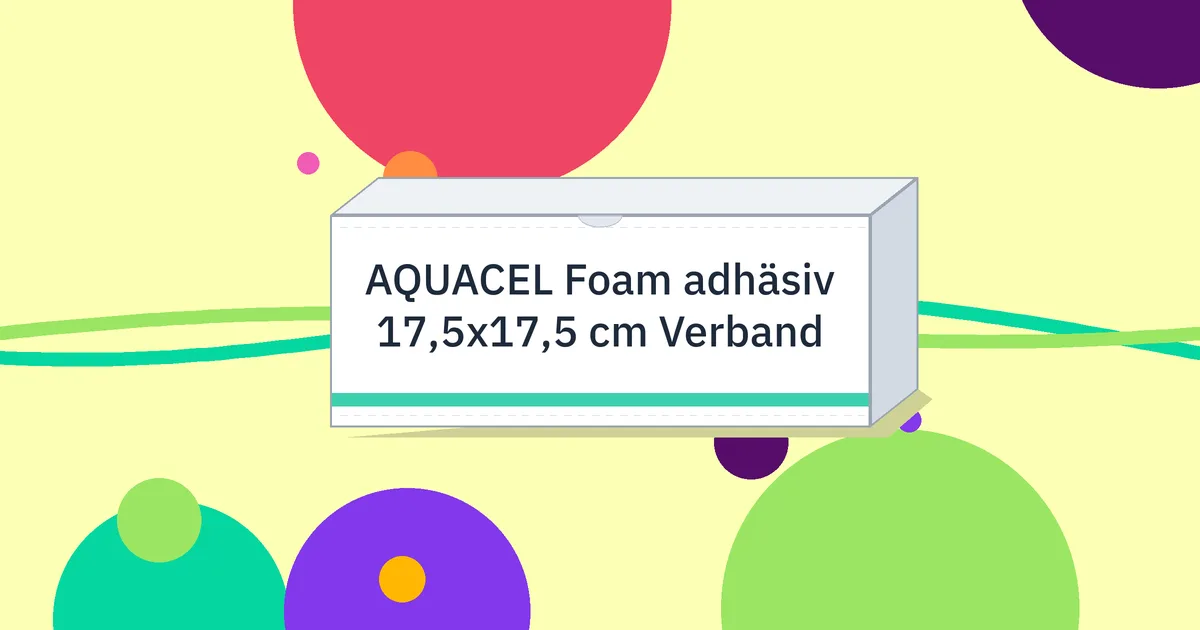 Symbolbild: Packung mit der Aufschrift AQUACEL Foam adhäsiv 17,5x17,5 cm Verband (PZN 10946422) – Verfügbarkeit und Bezug in Apotheken in Frankfurt am Main