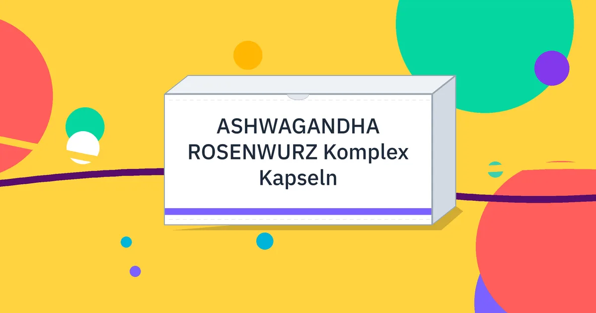 Symbolbild: Packung mit der Aufschrift ASHWAGANDHA ROSENWURZ Komplex Kapseln (PZN 16684779) – Verfügbarkeit und Bezug in Apotheken in Frankfurt am Main