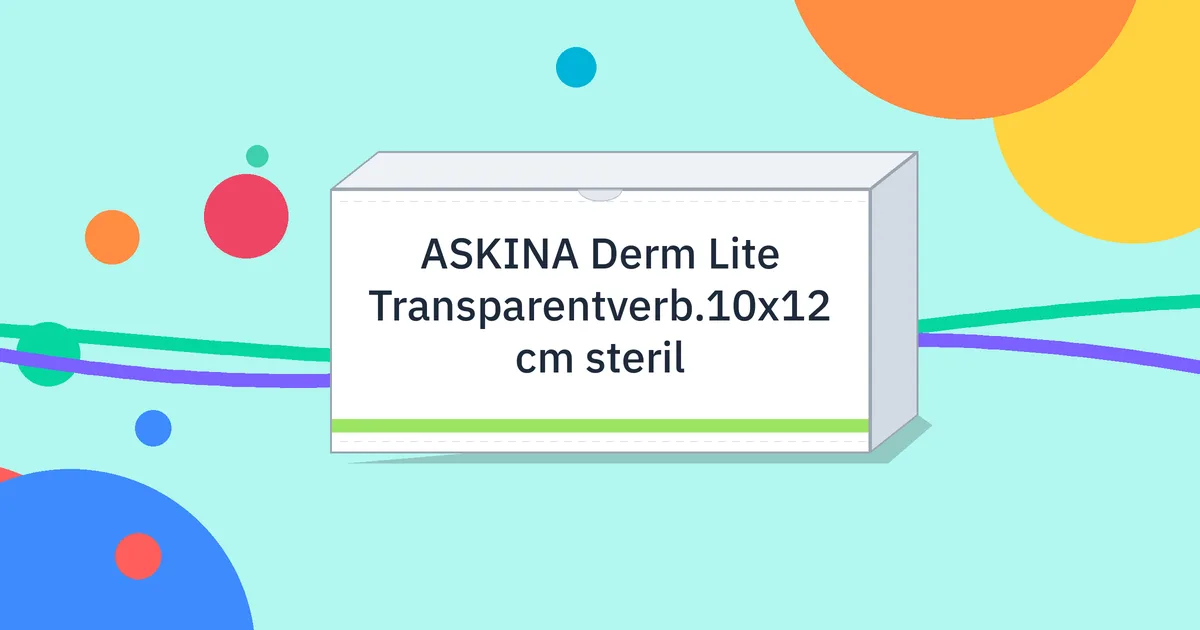 Symbolbild: Packung mit der Aufschrift ASKINA Derm Lite Transparentverb.10x12 cm steril (PZN 19452437) – Verfügbarkeit und Bezug in Apotheken in Frankfurt am Main
