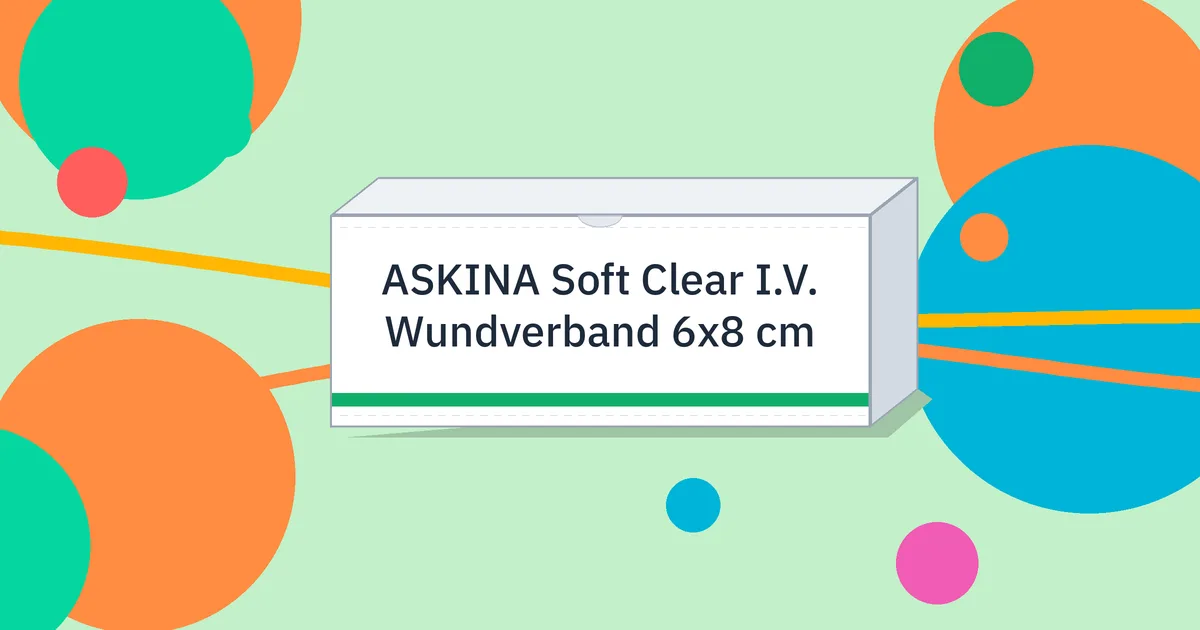 Symbolbild: Packung mit der Aufschrift ASKINA Soft Clear I.V. Wundverband 6x8 cm (PZN 12736930) – Verfügbarkeit und Bezug in Apotheken in Frankfurt am Main