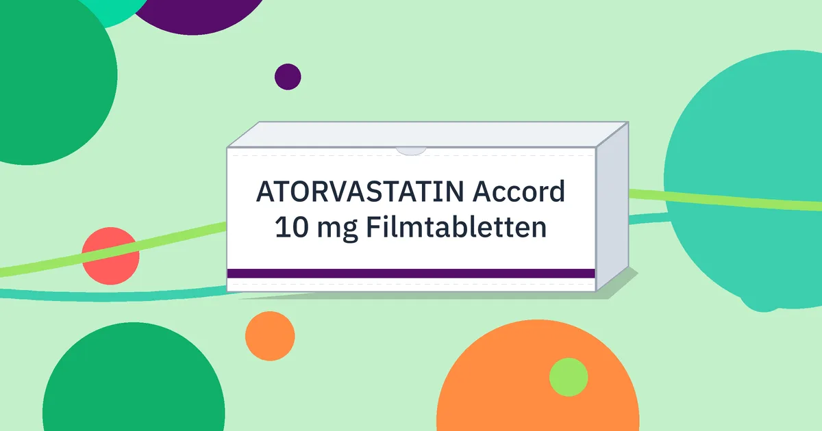 Symbolbild: Packung mit der Aufschrift ATORVASTATIN Accord 10 mg Filmtabletten (PZN 13980678) – Verfügbarkeit und Bezug in Apotheken in Frankfurt am Main