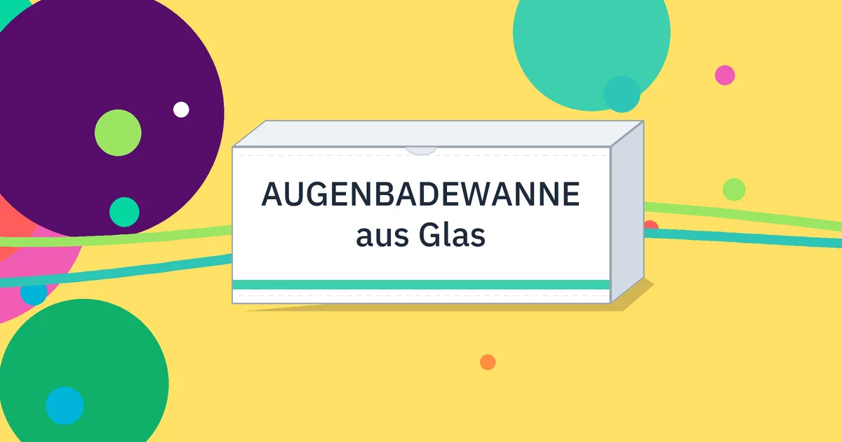Symbolbild: Packung mit der Aufschrift AUGENBADEWANNE aus Glas (PZN 07500562) – Verfügbarkeit und Bezug in Apotheken in Frankfurt am Main