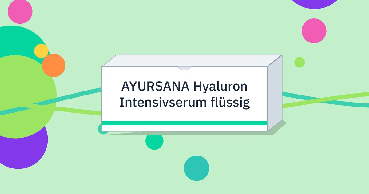 Symbolbild: Packung mit der Aufschrift AYURSANA Hyaluron Intensivserum flüssig (PZN 15583792) – Verfügbarkeit und Bezug in Apotheken in Frankfurt am Main
