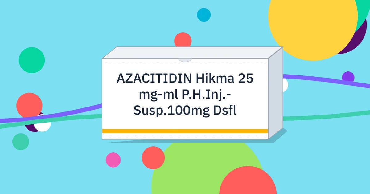 Symbolbild: Packung mit der Aufschrift AZACITIDIN Hikma 25 mg-ml P.H.Inj.-Susp.100mg Dsfl (PZN 09060423) – Verfügbarkeit und Bezug in Apotheken in Frankfurt am Main