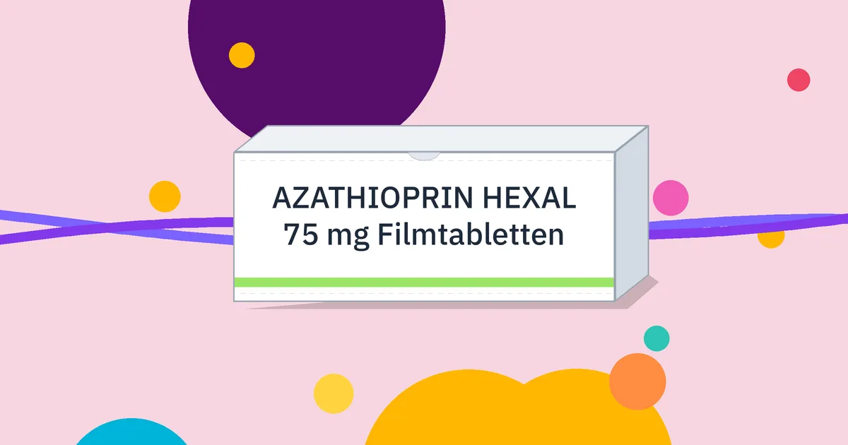Symbolbild: Packung mit der Aufschrift AZATHIOPRIN HEXAL 75 mg Filmtabletten (PZN 07504407) – Verfügbarkeit und Bezug in Apotheken in Frankfurt am Main