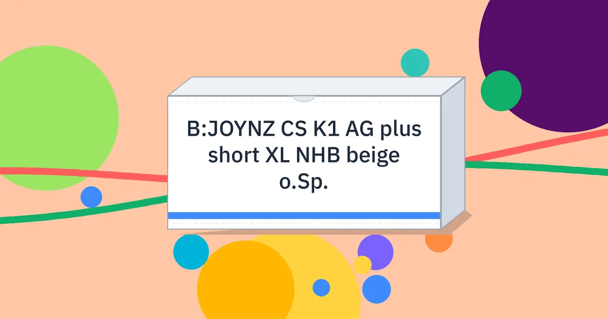 Symbolbild: Packung mit der Aufschrift B:JOYNZ CS K1 AG plus short XL NHB beige o.Sp. (PZN 20534560) – Verfügbarkeit und Bezug in Apotheken in Frankfurt am Main