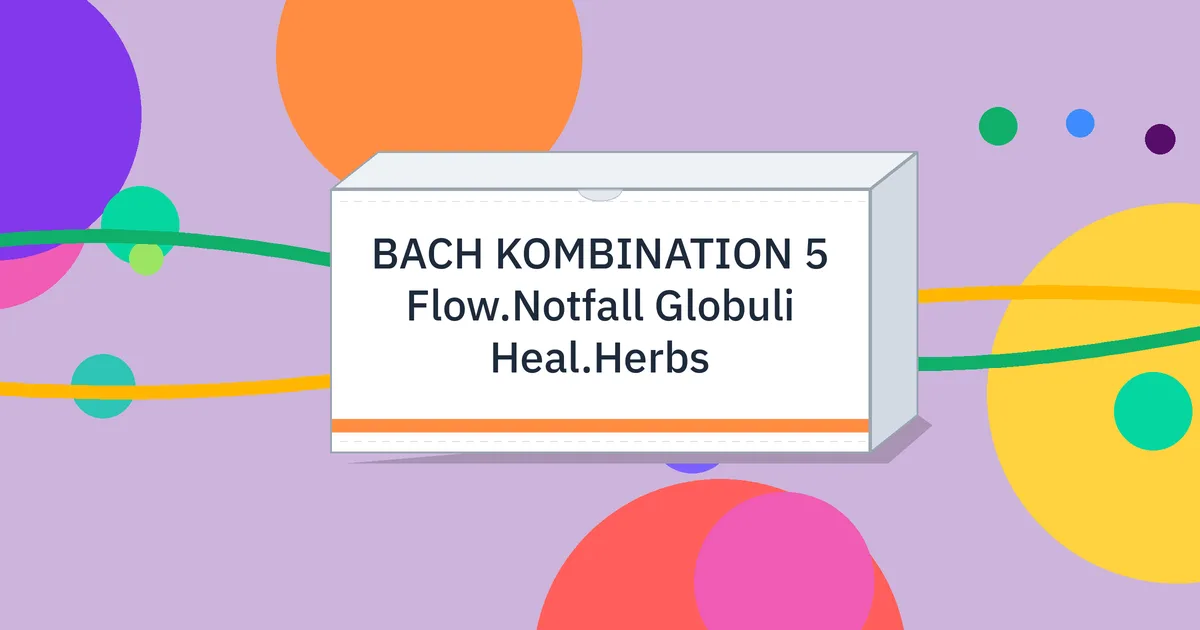 Symbolbild: Packung mit der Aufschrift BACH KOMBINATION 5 Flow.Notfall Globuli Heal.Herbs (PZN 17456075) – Verfügbarkeit und Bezug in Apotheken in Frankfurt am Main