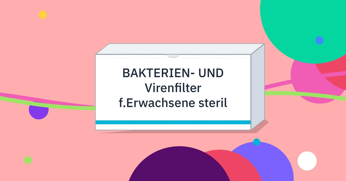 Symbolbild: Packung mit der Aufschrift BAKTERIEN- UND Virenfilter f.Erwachsene steril (PZN 14305424) – Verfügbarkeit und Bezug in Apotheken in Frankfurt am Main