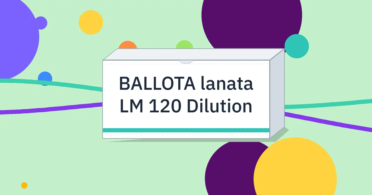 Symbolbild: Packung mit der Aufschrift BALLOTA lanata LM 120 Dilution (PZN 13374541) – Verfügbarkeit und Bezug in Apotheken in Frankfurt am Main