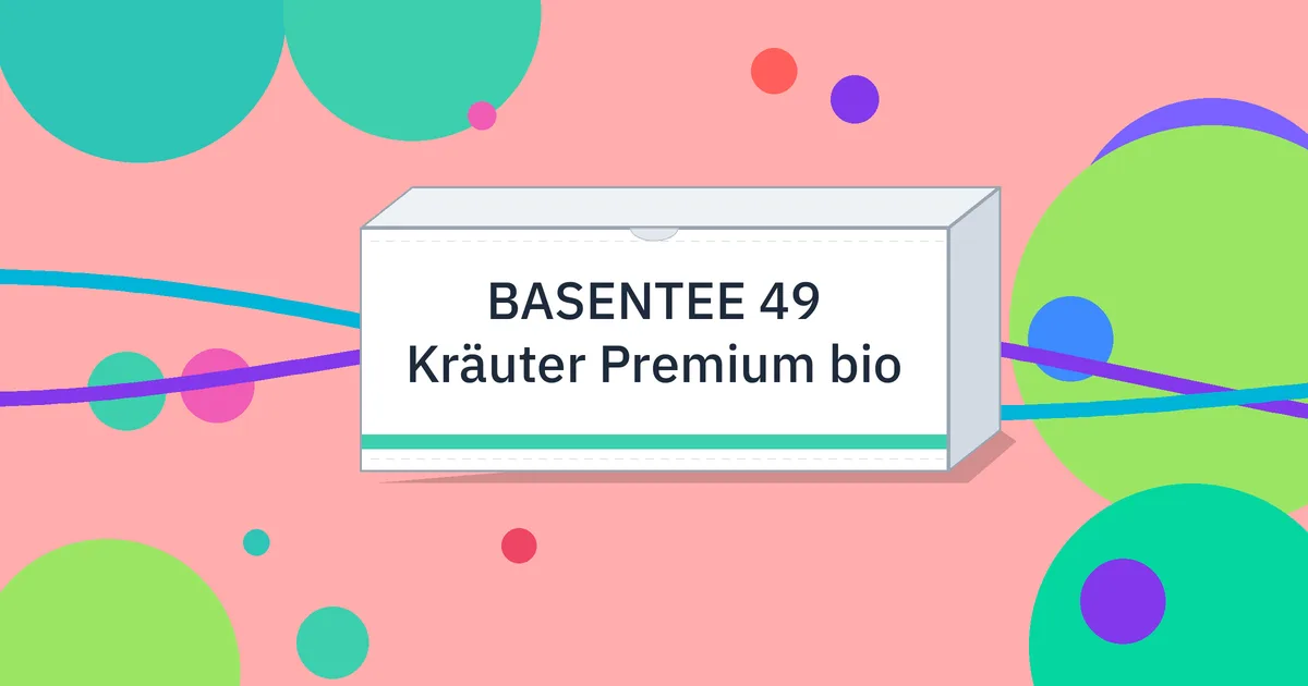 Symbolbild: Packung mit der Aufschrift BASENTEE 49 Kräuter Premium bio (PZN 10932354) – Verfügbarkeit und Bezug in Apotheken in Frankfurt am Main