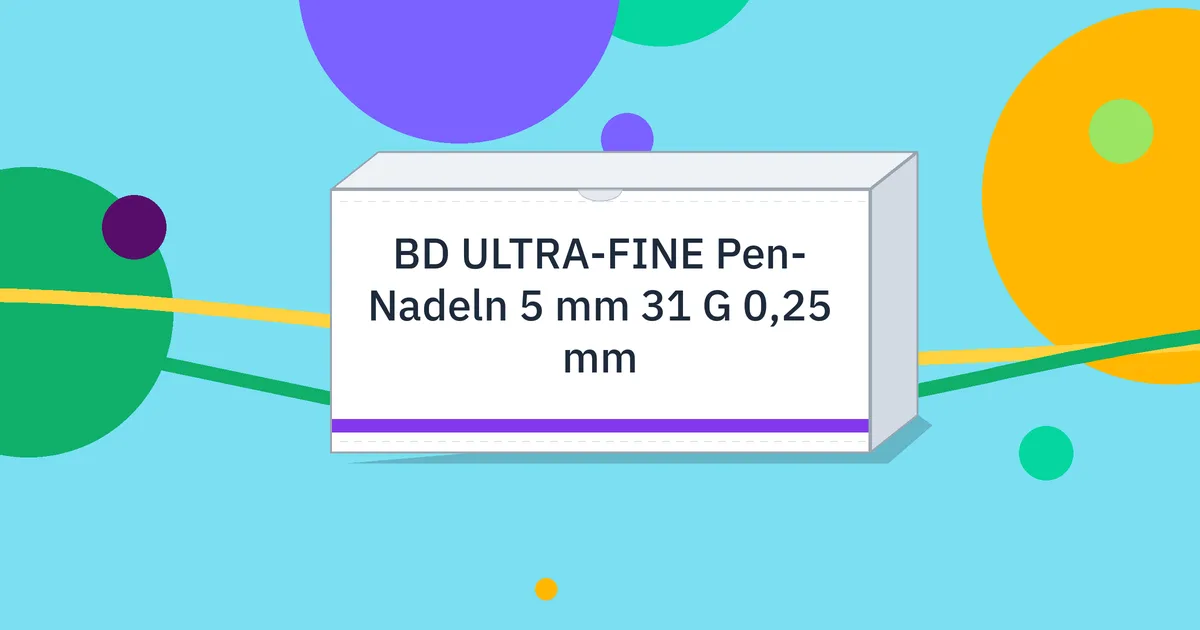 Symbolbild: Packung mit der Aufschrift BD ULTRA-FINE Pen-Nadeln 5 mm 31 G 0,25 mm (PZN 17156976) – Verfügbarkeit und Bezug in Apotheken in Frankfurt am Main