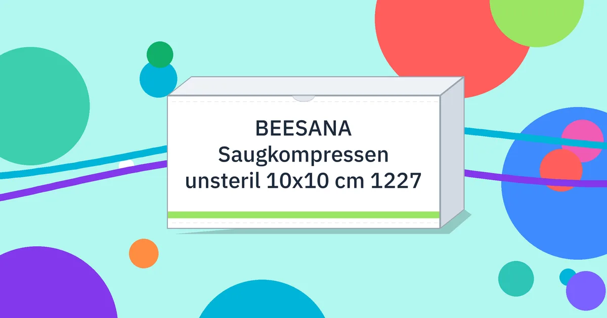 Symbolbild: Packung mit der Aufschrift BEESANA Saugkompressen unsteril 10x10 cm 1227 (PZN 14199324) – Verfügbarkeit und Bezug in Apotheken in Frankfurt am Main