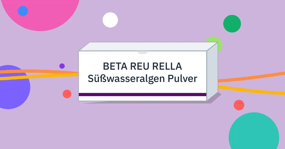 Symbolbild: Packung mit der Aufschrift BETA REU RELLA Süßwasseralgen Pulver (PZN 01795591) – Verfügbarkeit und Bezug in Apotheken in Frankfurt am Main