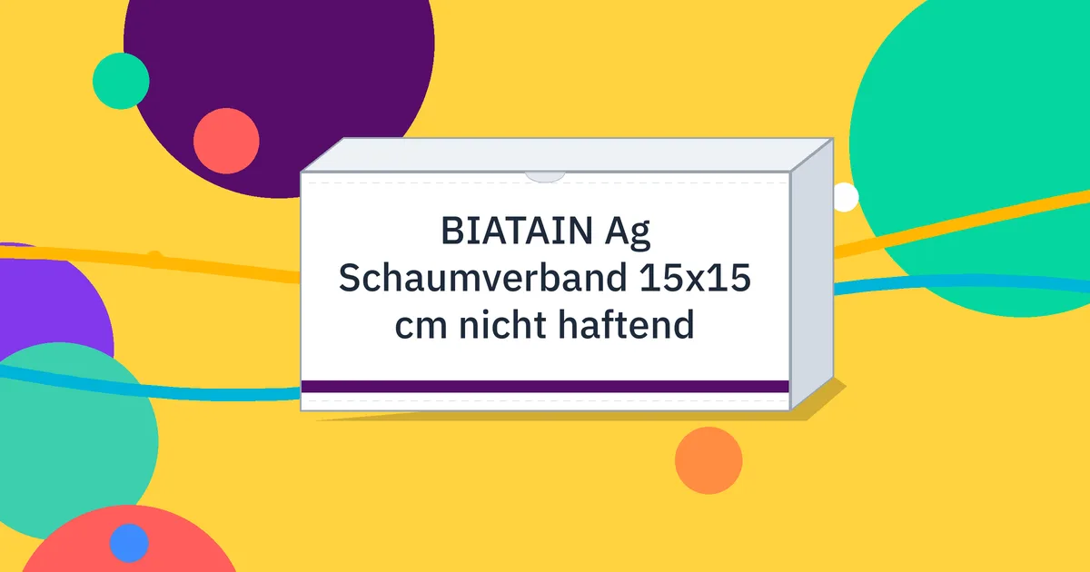 Symbolbild: Packung mit der Aufschrift BIATAIN Ag Schaumverband 15x15 cm nicht haftend (PZN 15320555) – Verfügbarkeit und Bezug in Apotheken in Frankfurt am Main