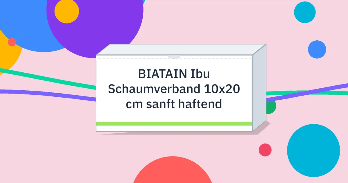 Symbolbild: Packung mit der Aufschrift BIATAIN Ibu Schaumverband 10x20 cm sanft haftend (PZN 01643131) – Verfügbarkeit und Bezug in Apotheken in Frankfurt am Main