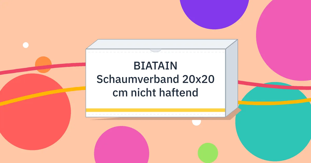 Symbolbild: Packung mit der Aufschrift BIATAIN Schaumverband 20x20 cm nicht haftend (PZN 14331717) – Verfügbarkeit und Bezug in Apotheken in Frankfurt am Main