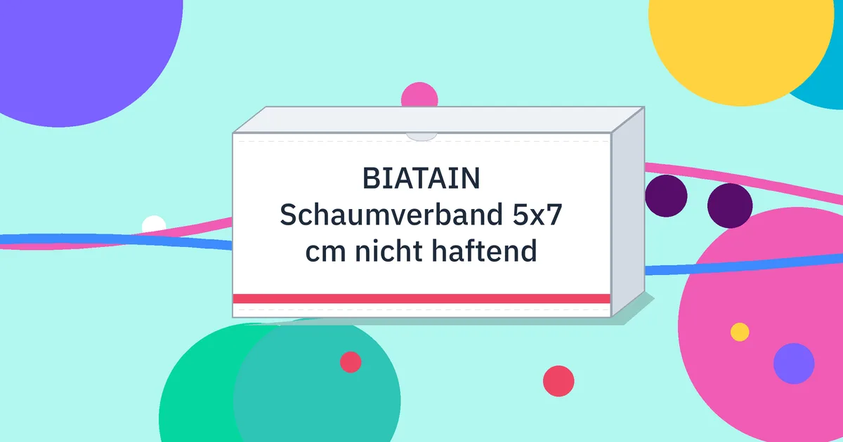 Symbolbild: Packung mit der Aufschrift BIATAIN Schaumverband 5x7 cm nicht haftend (PZN 18654587) – Verfügbarkeit und Bezug in Apotheken in Frankfurt am Main