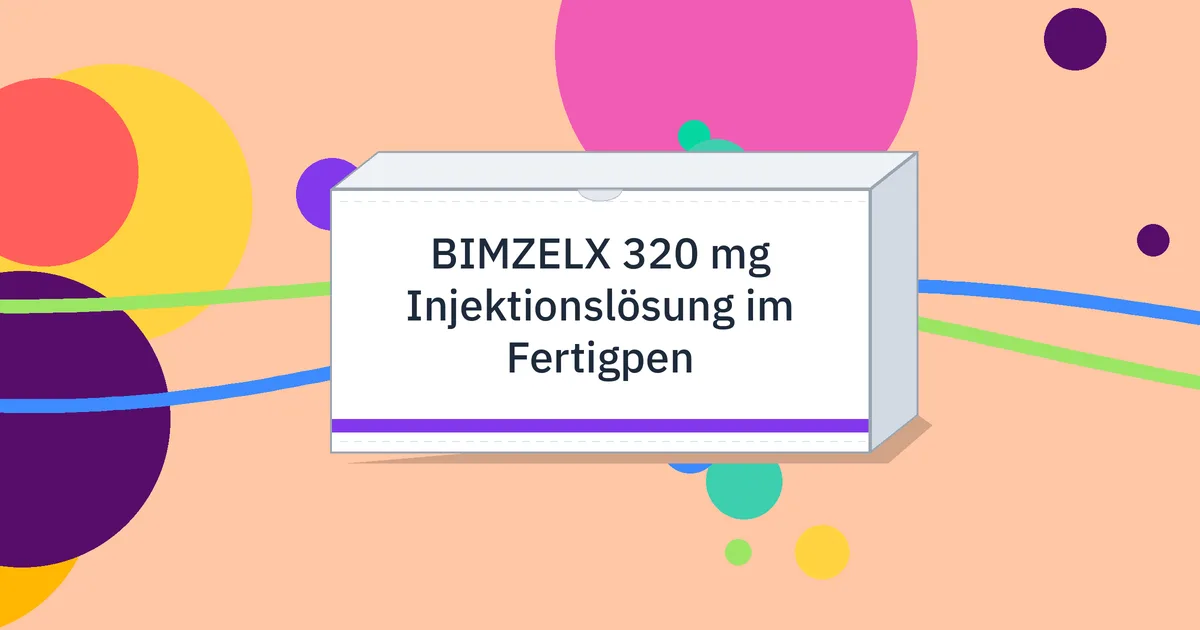 Symbolbild: Packung mit der Aufschrift BIMZELX 320 mg Injektionslösung im Fertigpen (PZN 19977631) – Verfügbarkeit und Bezug in Apotheken in Frankfurt am Main
