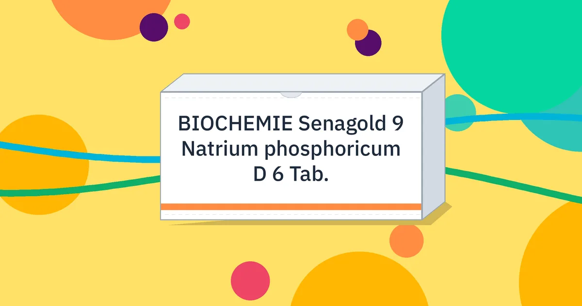 Symbolbild: Packung mit der Aufschrift BIOCHEMIE Senagold 9 Natrium phosphoricum D 6 Tab. (PZN 06827479) – Verfügbarkeit und Bezug in Apotheken in Frankfurt am Main