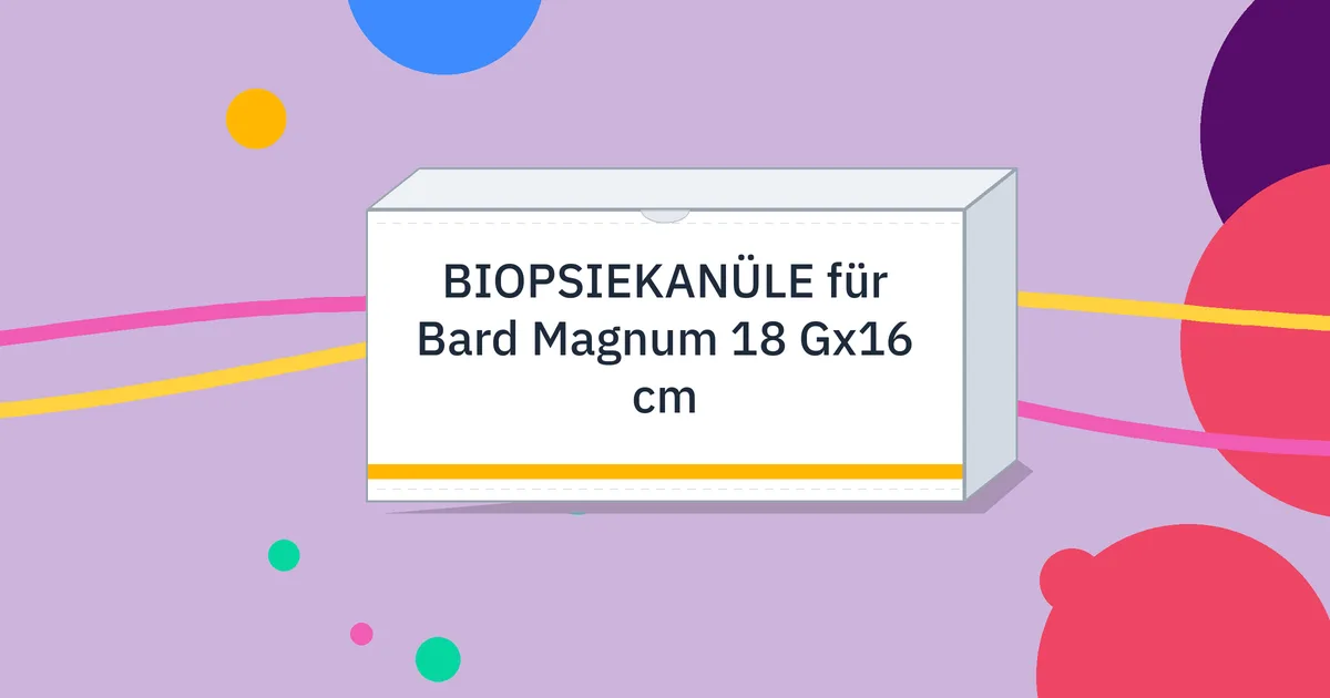Symbolbild: Packung mit der Aufschrift BIOPSIEKANÜLE für Bard Magnum 18 Gx16 cm (PZN 04661402) – Verfügbarkeit und Bezug in Apotheken in Frankfurt am Main