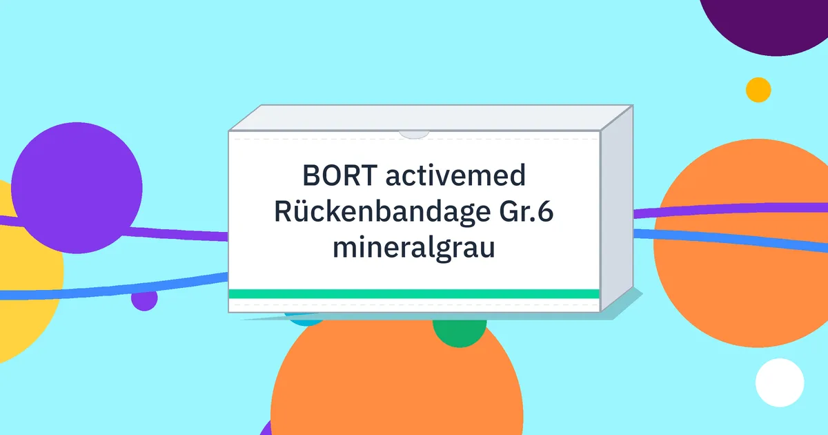 Symbolbild: Packung mit der Aufschrift BORT activemed Rückenbandage Gr.6 mineralgrau (PZN 15256308) – Verfügbarkeit und Bezug in Apotheken in Frankfurt am Main
