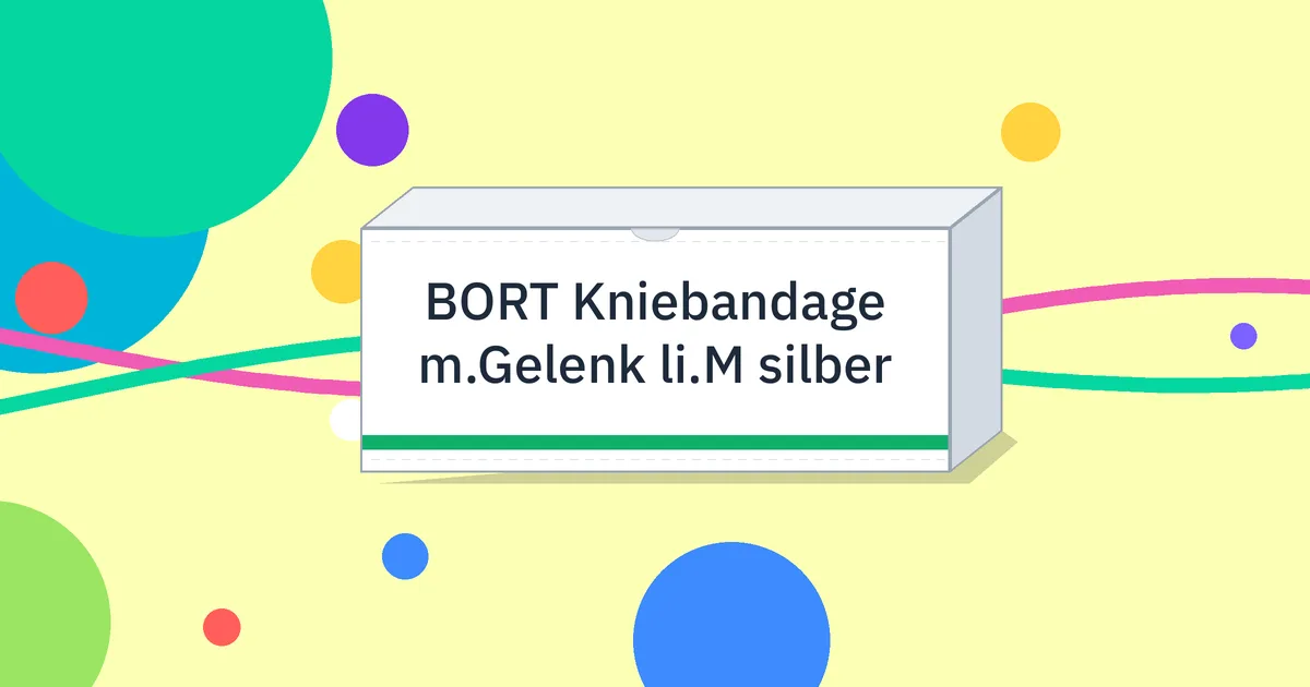 Symbolbild: Packung mit der Aufschrift BORT Kniebandage m.Gelenk li.M silber (PZN 11055205) – Verfügbarkeit und Bezug in Apotheken in Frankfurt am Main