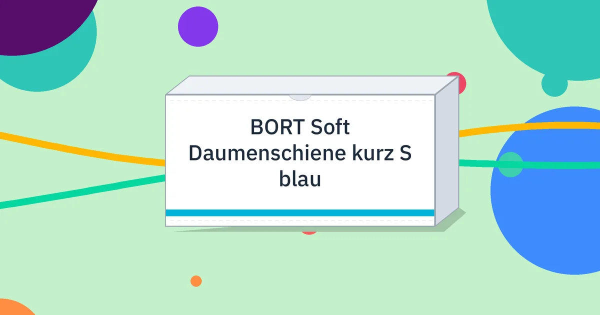 Symbolbild: Packung mit der Aufschrift BORT Soft Daumenschiene kurz S blau (PZN 01256612) – Verfügbarkeit und Bezug in Apotheken in Frankfurt am Main