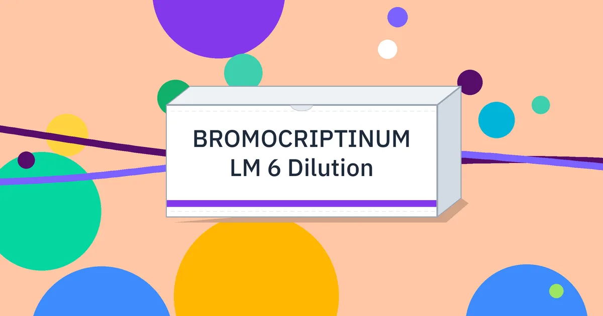Symbolbild: Packung mit der Aufschrift BROMOCRIPTINUM LM 6 Dilution (PZN 13396471) – Verfügbarkeit und Bezug in Apotheken in Frankfurt am Main