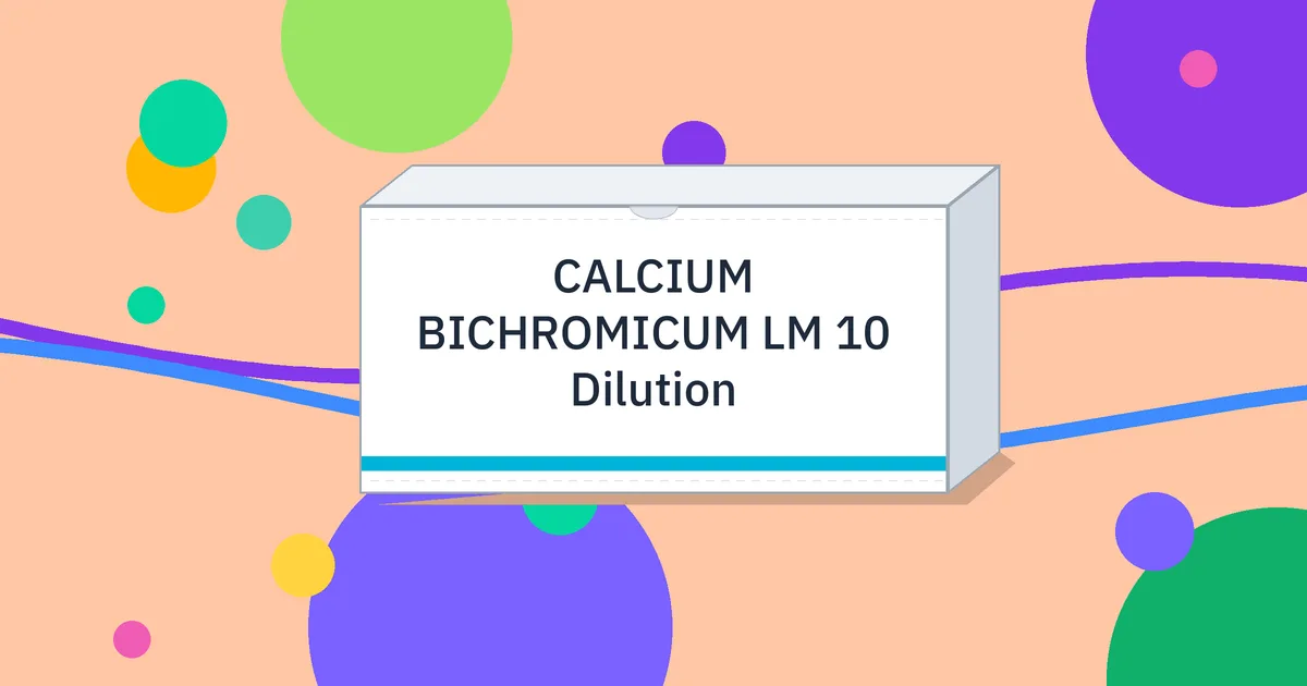 Symbolbild: Packung mit der Aufschrift CALCIUM BICHROMICUM LM 10 Dilution (PZN 13407306) – Verfügbarkeit und Bezug in Apotheken in Frankfurt am Main