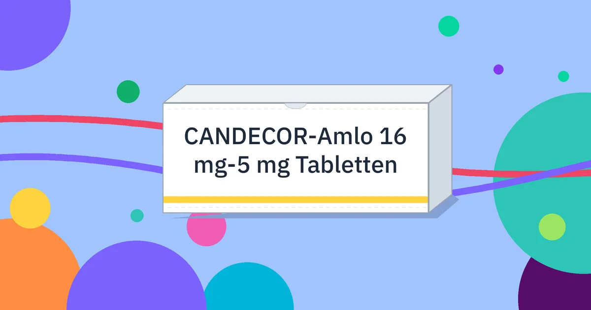 Symbolbild: Packung mit der Aufschrift CANDECOR-Amlo 16 mg-5 mg Tabletten (PZN 20376150) – Verfügbarkeit und Bezug in Apotheken in Frankfurt am Main