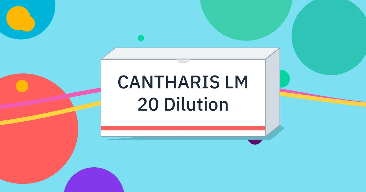 Symbolbild: Packung mit der Aufschrift CANTHARIS LM 20 Dilution (PZN 12808279) – Verfügbarkeit und Bezug in Apotheken in Frankfurt am Main
