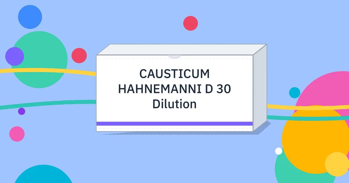 Symbolbild: Packung mit der Aufschrift CAUSTICUM HAHNEMANNI D 30 Dilution (PZN 02112246) – Verfügbarkeit und Bezug in Apotheken in Frankfurt am Main