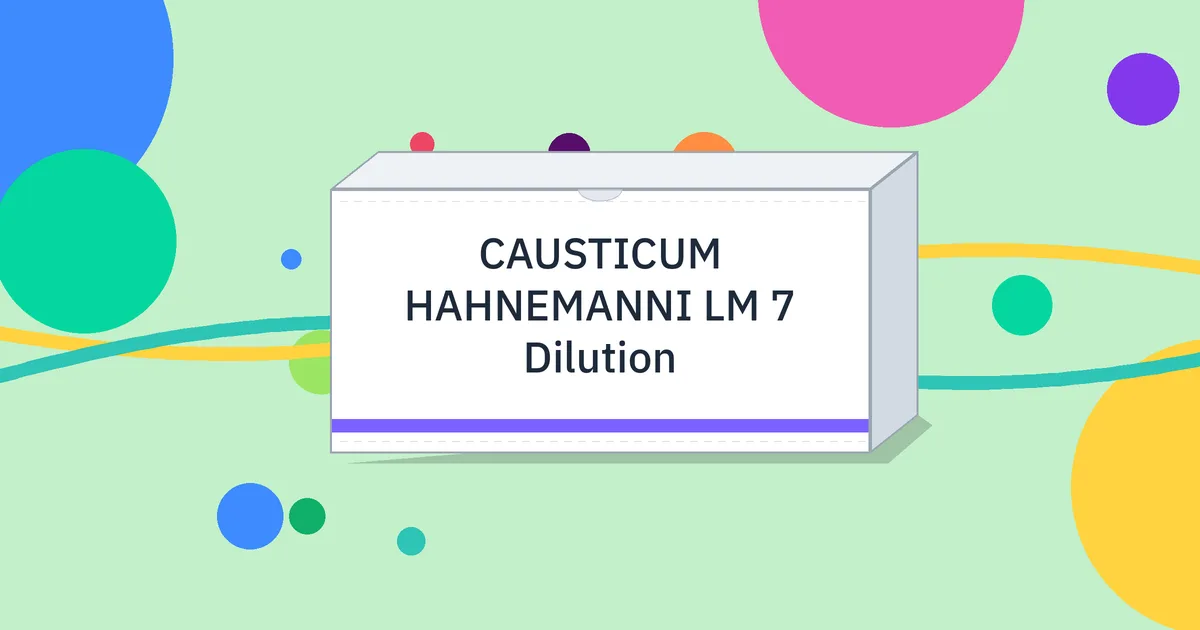 Symbolbild: Packung mit der Aufschrift CAUSTICUM HAHNEMANNI LM 7 Dilution (PZN 12811583) – Verfügbarkeit und Bezug in Apotheken in Frankfurt am Main