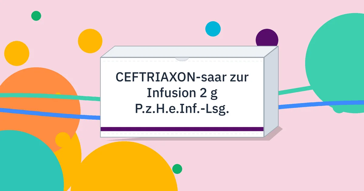 Symbolbild: Packung mit der Aufschrift CEFTRIAXON-saar zur Infusion 2 g P.z.H.e.Inf.-Lsg. (PZN 19875563) – Verfügbarkeit und Bezug in Apotheken in Frankfurt am Main