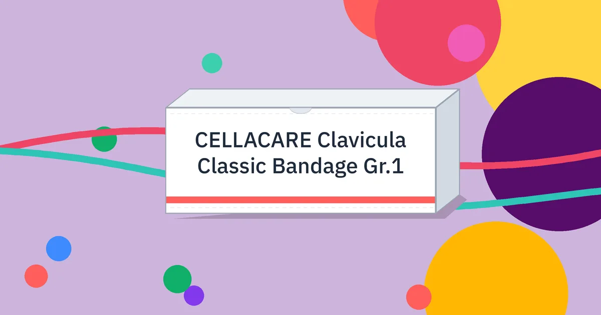 Symbolbild: Packung mit der Aufschrift CELLACARE Clavicula Classic Bandage Gr.1 (PZN 20549449) – Verfügbarkeit und Bezug in Apotheken in Frankfurt am Main