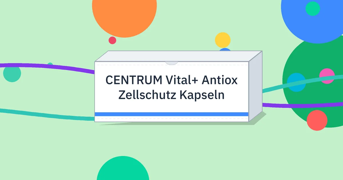Symbolbild: Packung mit der Aufschrift CENTRUM Vital+ Antiox Zellschutz Kapseln (PZN 19486181) – Verfügbarkeit und Bezug in Apotheken in Frankfurt am Main