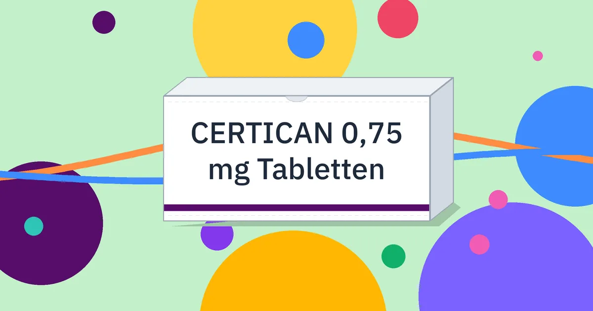 Symbolbild: Packung mit der Aufschrift CERTICAN 0,75 mg Tabletten (PZN 08640615) – Verfügbarkeit und Bezug in Apotheken in Frankfurt am Main