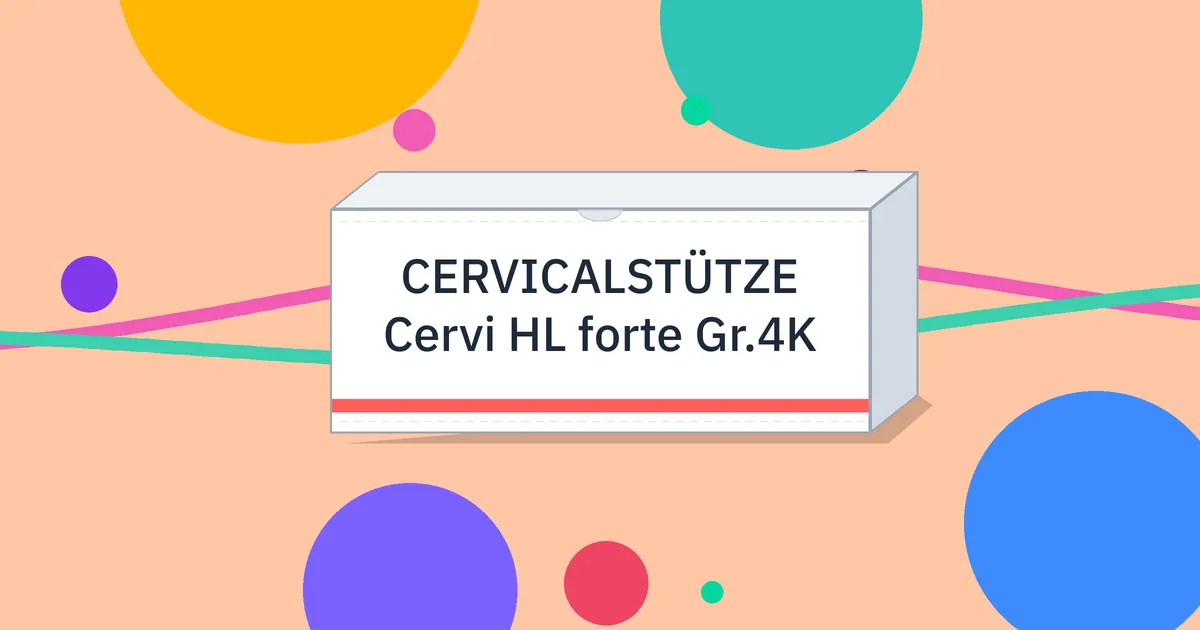 Symbolbild: Packung mit der Aufschrift CERVICALSTÜTZE Cervi HL forte Gr.4K (PZN 02885793) – Verfügbarkeit und Bezug in Apotheken in Frankfurt am Main